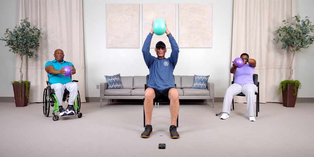 Seated Mini Pilates Ball Strength Workout - National Center on Health ...
